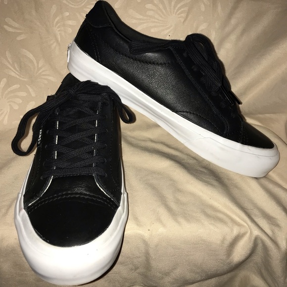 Vans | Shoes | Vans White Bottom Black Leather | Poshmark